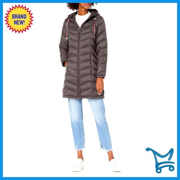 Jackets & Coats | Mid Length Chevron Quilted Down Puffer Jacket ...